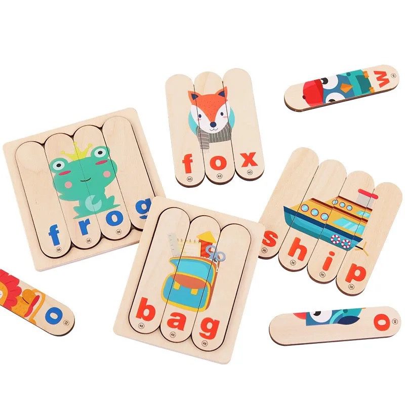 Word Forming Game with Popsicle Sticks – Wooden Puzzle for Spelling an ...