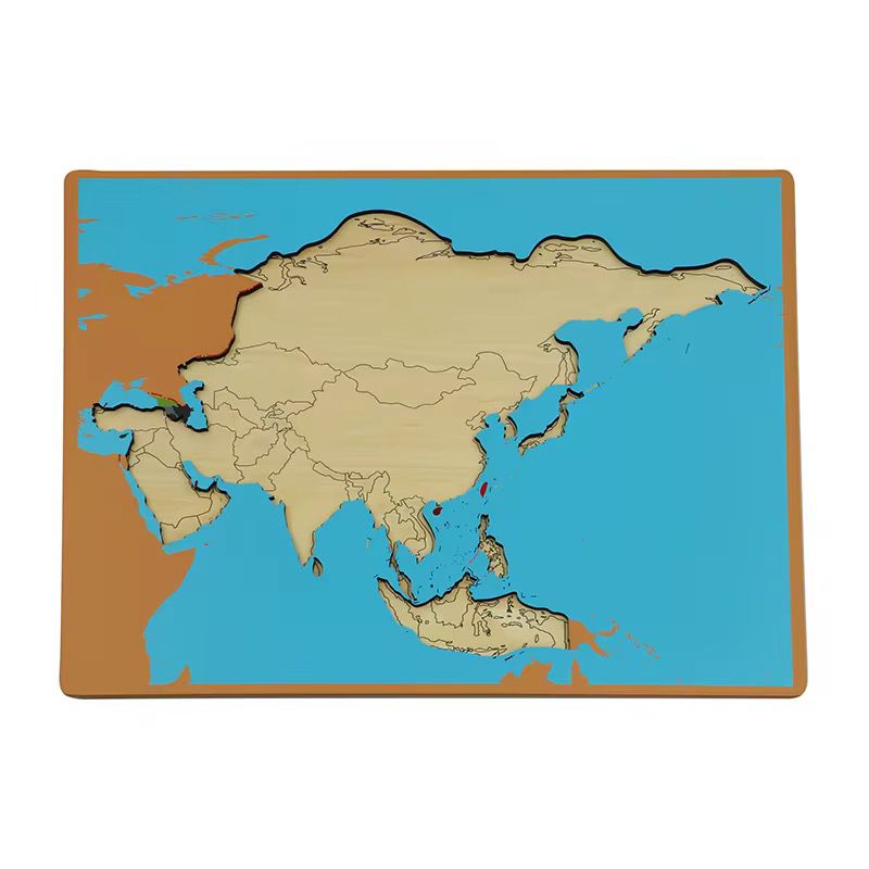 Montessori Asia Puzzle Map - Continent Geography Material for Casa Cla ...
