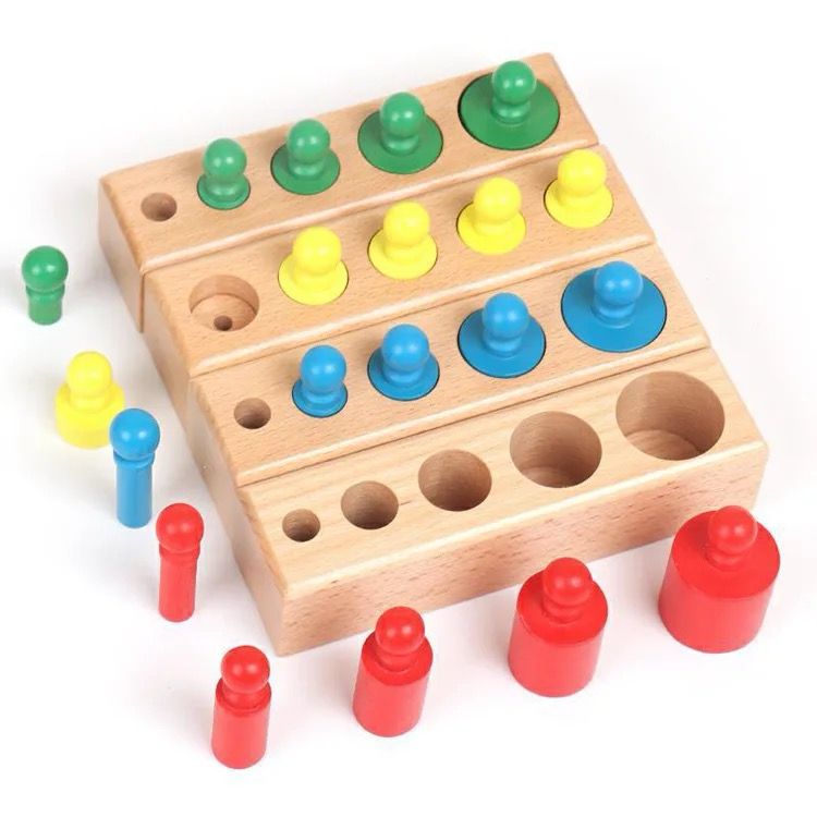 Montessori Knobbed Cylinders - Colored Mini Set – Hands-On Montessori Store