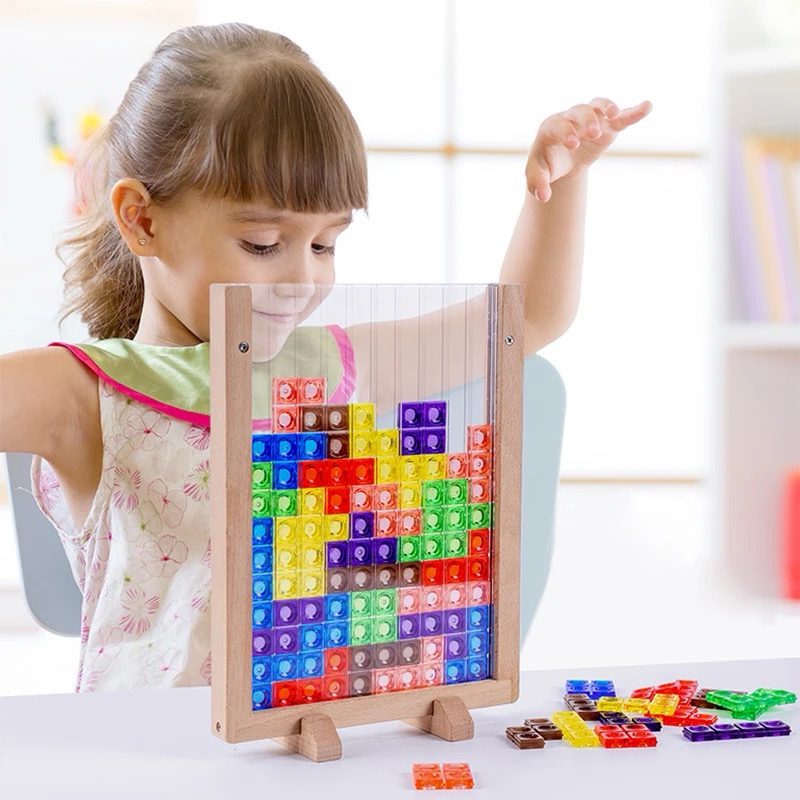 Vertical Tetris Puzzle Game – Transparent 3D Logic Board for STEM Lear ...