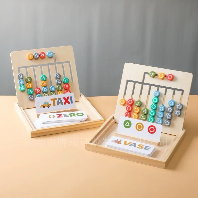 Montessori Wooden Alphabet and Pattern Matching Board – Double-Sided E ...