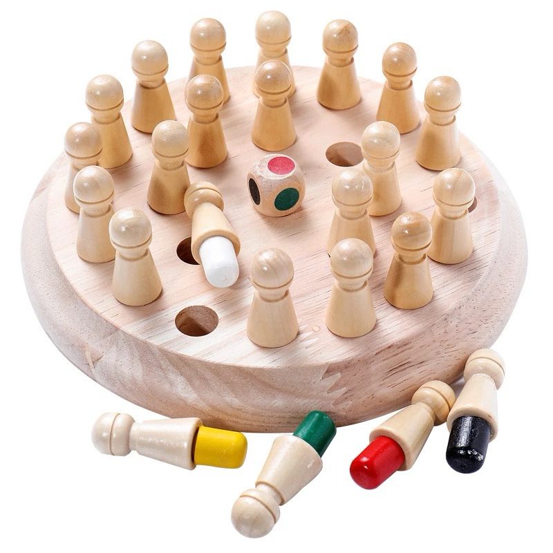 Memory Chess Game – Wooden Color Matching Board Game to Boost Focus an ...