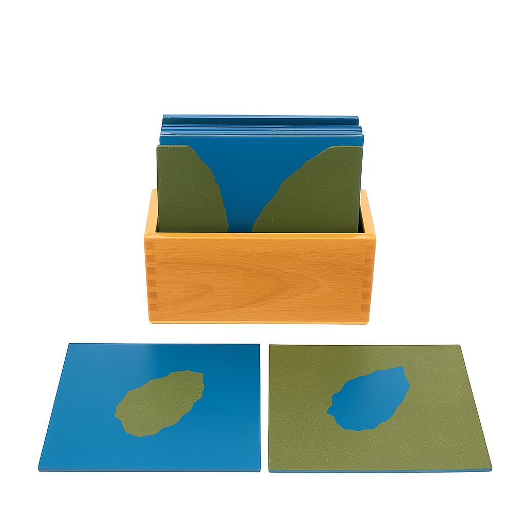 Montessori Land and Water Form Sandpaper Cards with Wooden Storage Box ...