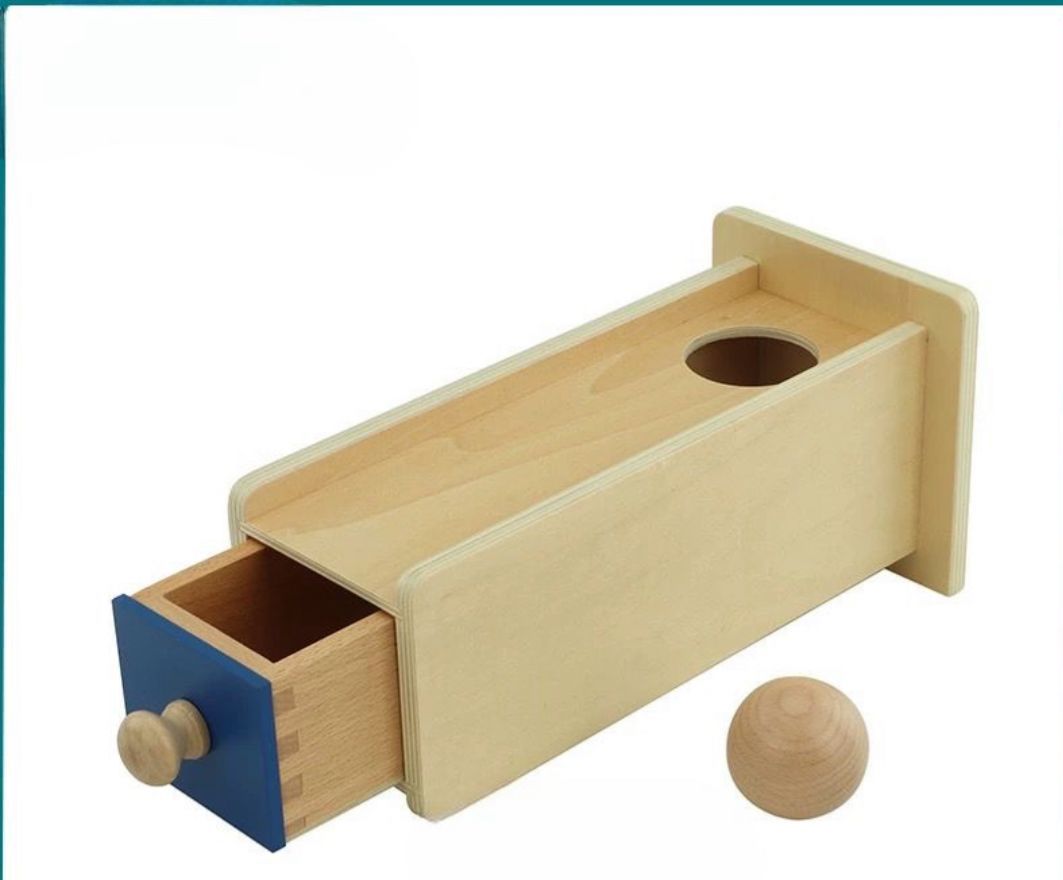 Object Permanence Box with Ball and Drawer | Montessori Infant Material ...