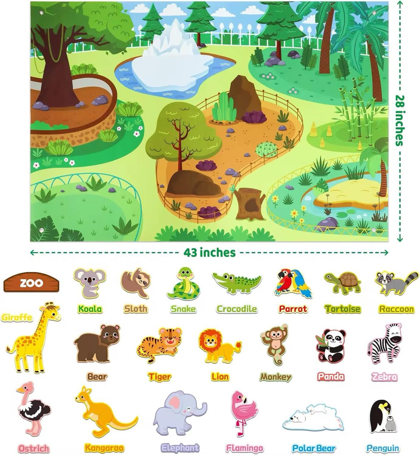 Zoo Animals Felt Board – Interactive Play for Toddlers, Preschoolers a ...